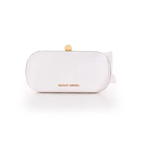 Badgley Mischka Margo Satin Tie Minaudiere - White
