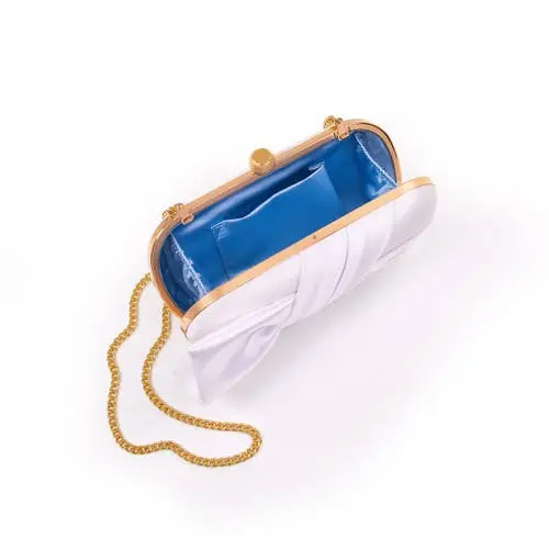 Badgley Mischka Margo Satin Tie Minaudiere - White