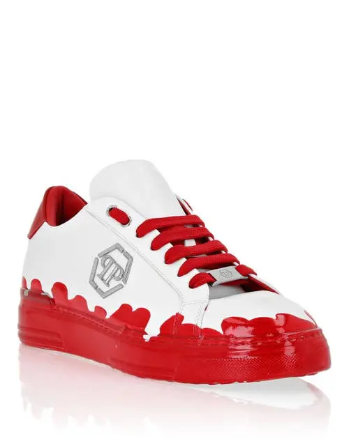 Philipp Plein Nappa Leather Low Top Sneakers Carson Paint - Red