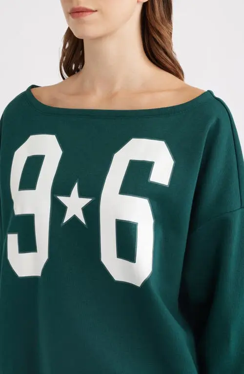 VINYL ICONS Off-the-shoulder Graphic Sweatshirt