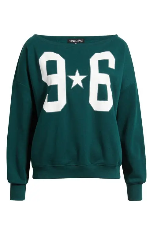 VINYL ICONS Off-the-shoulder Graphic Sweatshirt