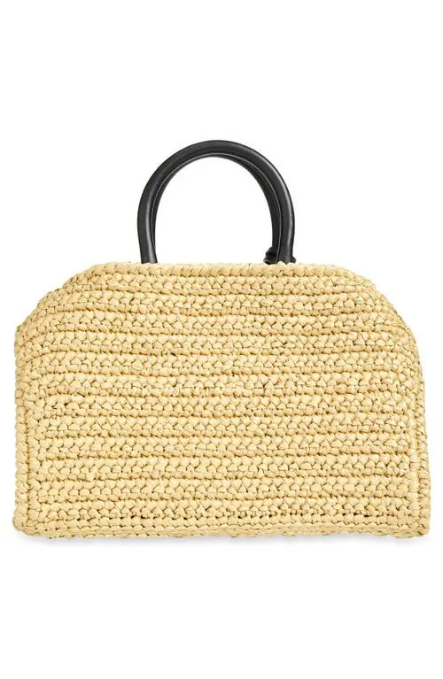 FERRAGAMO Mini Hug Crochet Raffia Top Handle Bag - Naturale/nero