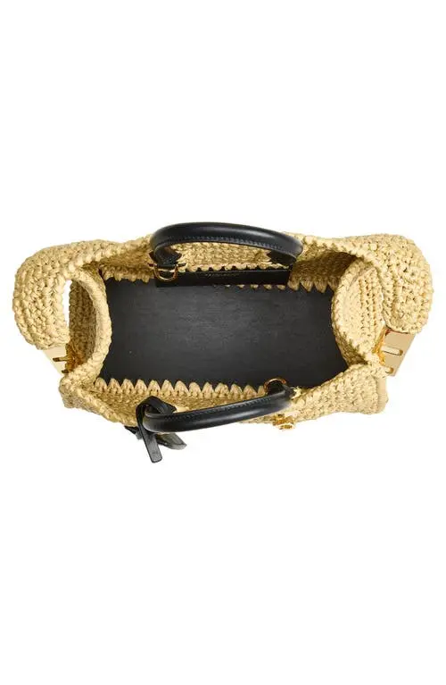 FERRAGAMO Mini Hug Crochet Raffia Top Handle Bag - Naturale/nero