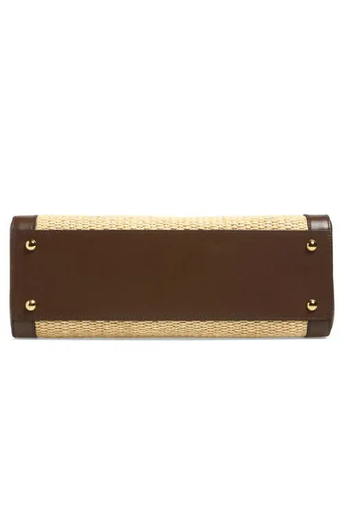 DEMELLIER The Midi Hudson Raffia & Leather Satchel