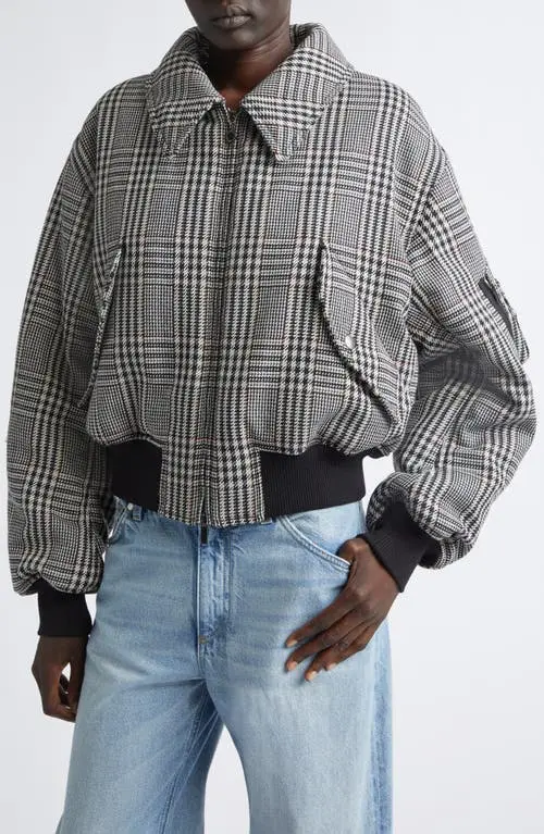 Stella McCartney Plush Trim Plaid Bomber Jacket