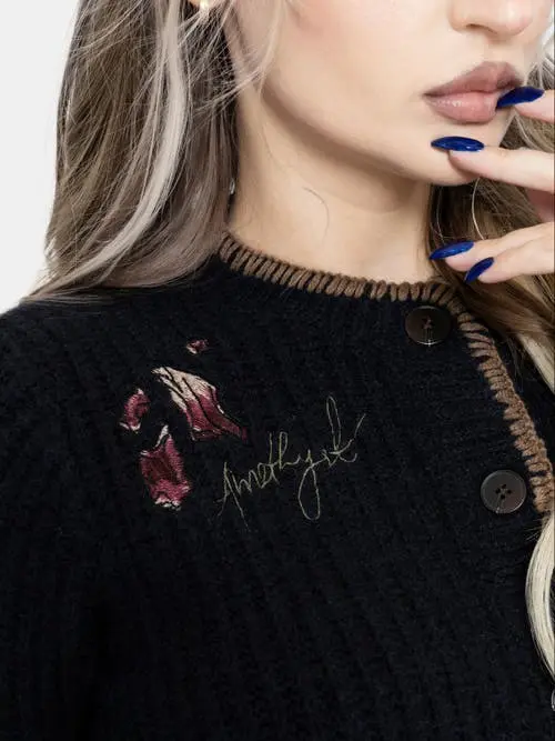 DISTURBIA Embroidered Blanket Stitch Cardigan