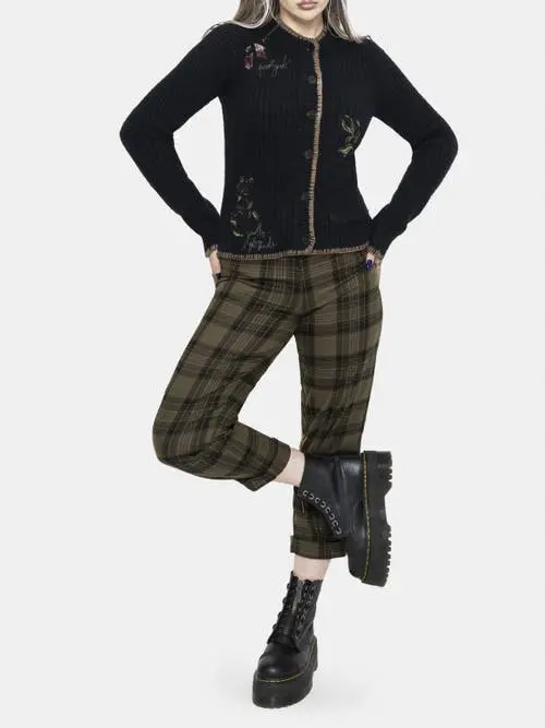 DISTURBIA Embroidered Blanket Stitch Cardigan