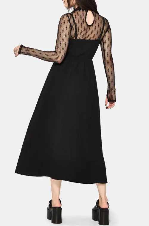 DISTURBIA Abundance Cotton Floral Embroidered Midi Dress
