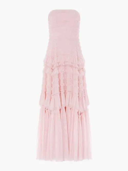 NEEDLE & THREAD Valentine Ruffle Strapless Gown