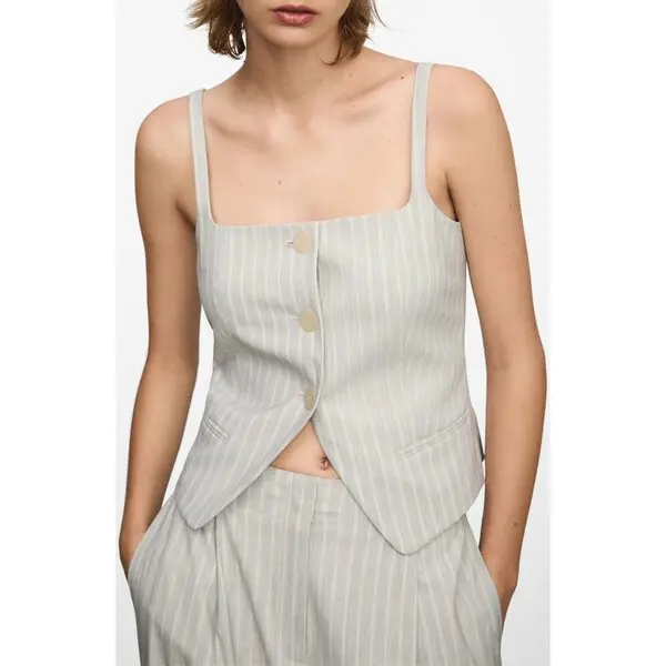 Mango Striped Square-neck Waistcoat