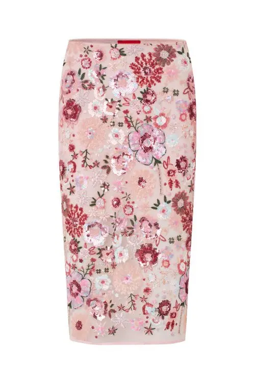 CRAS Embellished Floral Midi Skirt