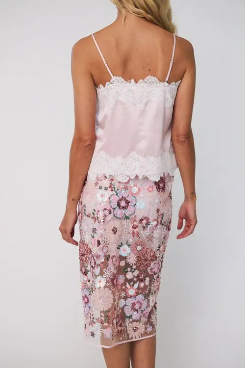 CRAS Embellished Floral Midi Skirt