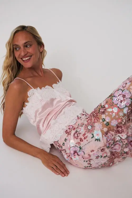 CRAS Embellished Floral Midi Skirt