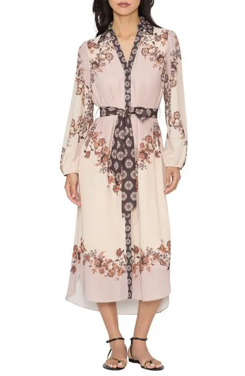 CIEBON Clover Floral Print Midi Shirtdress