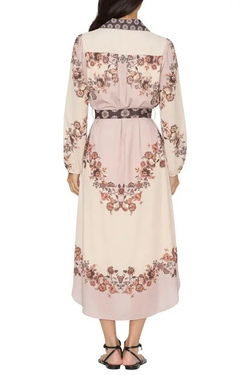 CIEBON Clover Floral Print Midi Shirtdress
