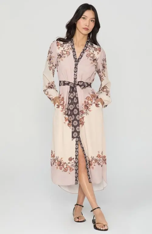 CIEBON Clover Floral Print Midi Shirtdress