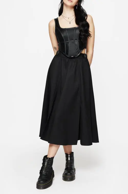 DISTURBIA Nightingale Buckled Midi Skirt - Black