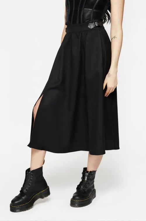 DISTURBIA Nightingale Buckled Midi Skirt - Black
