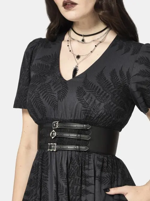 DISTURBIA Ruin Fern Printed Midi Dress - Grey