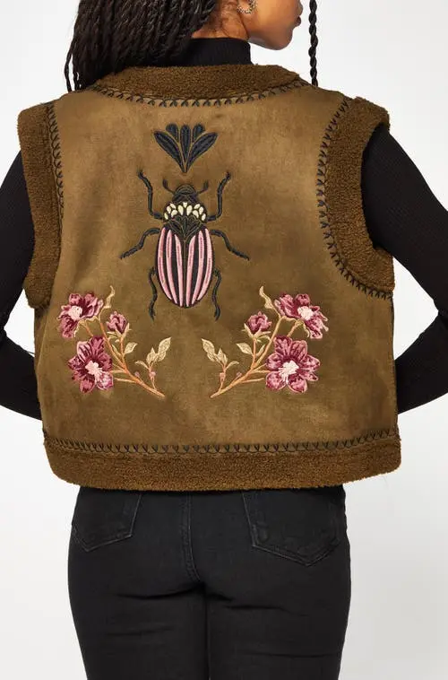 DISTURBIA Sylvara Borg Embroidered Bug Gilet