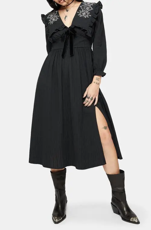 DISTURBIA Alira Bug Embroidered Midi Dress