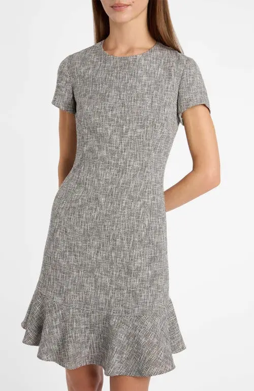 Santorelli Moira Cap Sleeve Flounce Dress In Soft Boucle