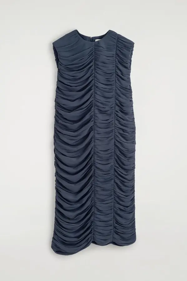 Cos Gathered Paneled Dress - Blue
