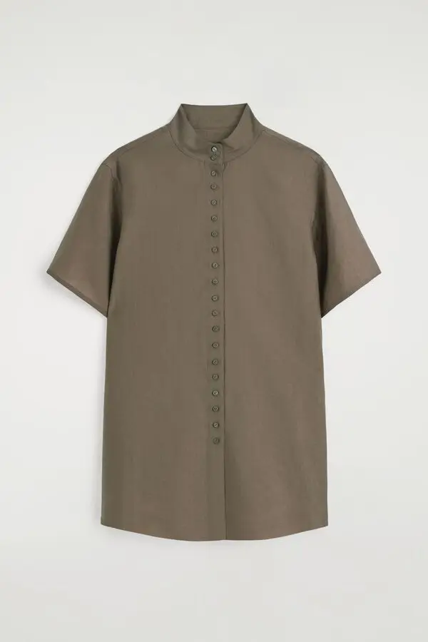 Cos Fluid High-collar Shirt - Beige