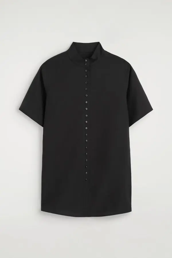 Cos Fluid High-collar Shirt - Black