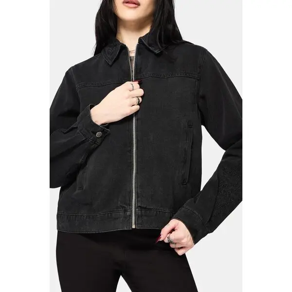 DISTURBIA Selin Boxy Denim Jacket - Black