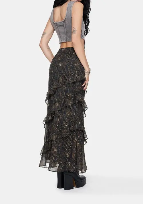 DISTURBIA Astralis Stripe Ruffle Tiered Maxi Skirt