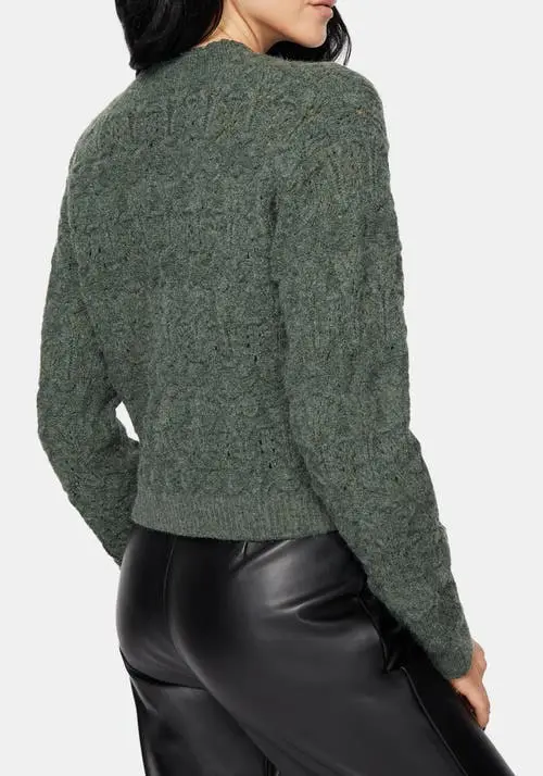 DISTURBIA Cadmium Pointelle Knit Cardigan
