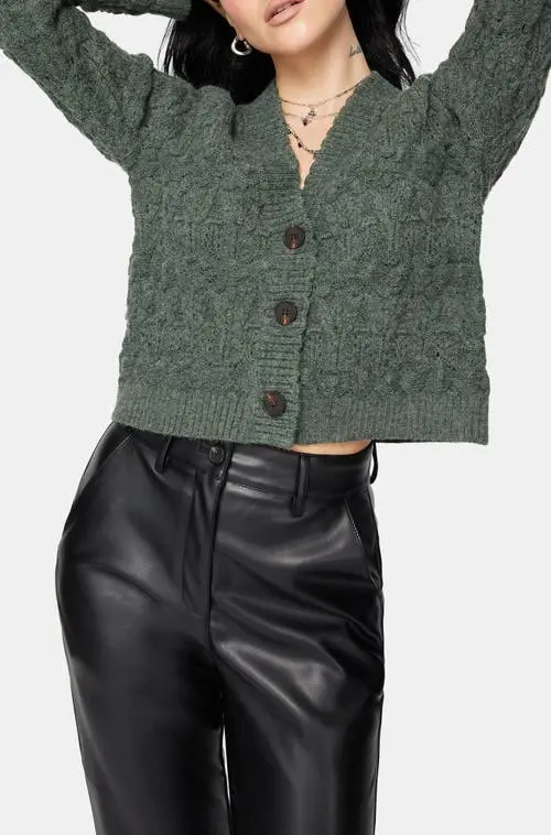 DISTURBIA Cadmium Pointelle Knit Cropped Cardigan
