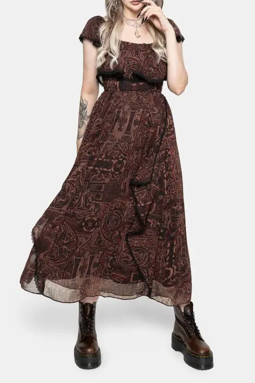 DISTURBIA Kells Lace Trim Midaxi Dress