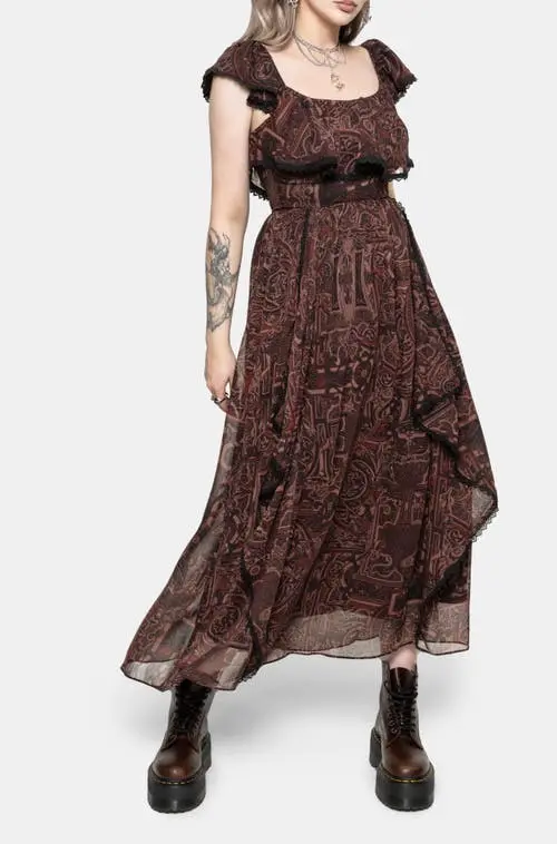 DISTURBIA Kells Lace Trim Midaxi Dress