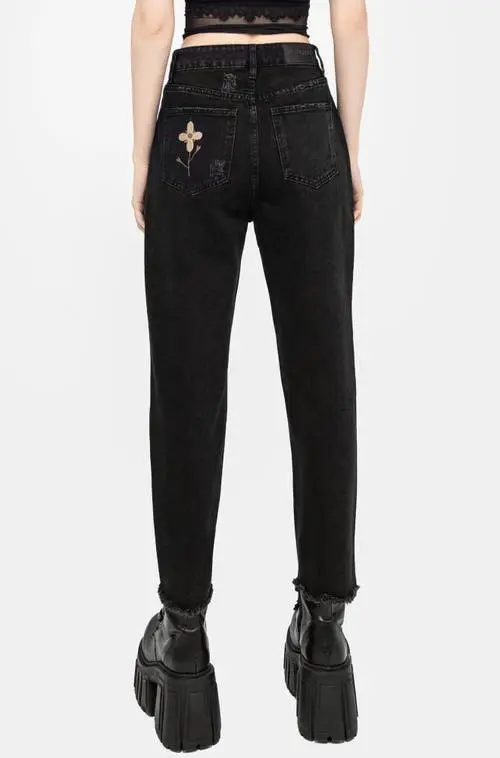 DISTURBIA Griffinfly Distressed Denim Mom Jeans