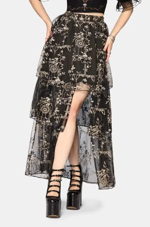 DISTURBIA Stellar Vine Split Tiered Tulle Skirt