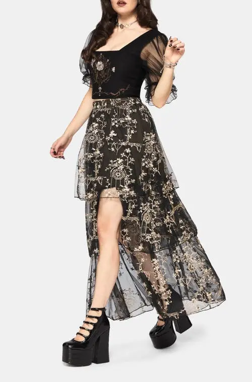 DISTURBIA Stellar Vine Split Tiered Tulle Skirt
