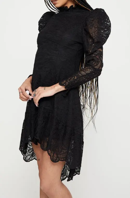 DISTURBIA Lyra High Neck Lace Mini Dress