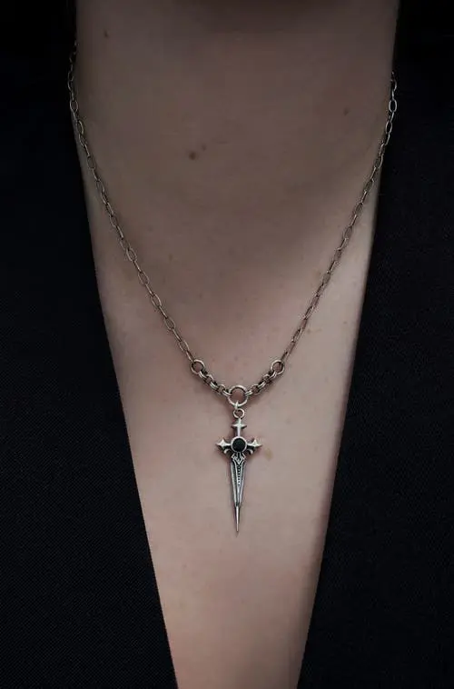 DISTURBIA Sterling Sword Pendant Necklace