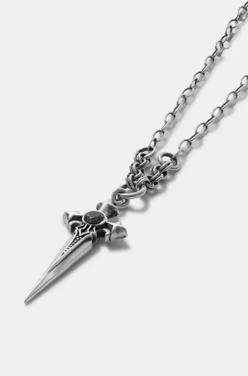 DISTURBIA Sterling Sword Pendant Necklace