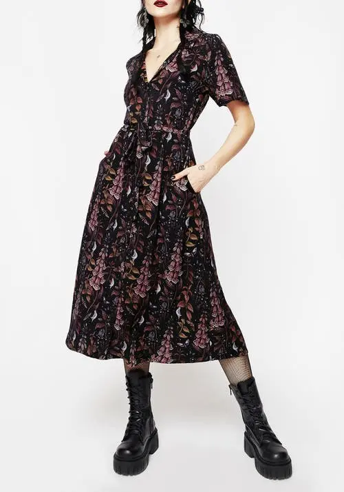 DISTURBIA Foxglove Midi Shirt Dress