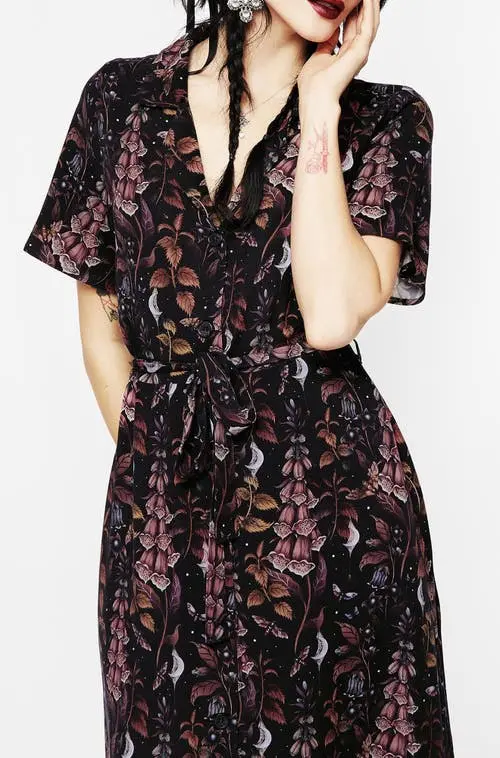 DISTURBIA Foxglove Midi Shirt Dress