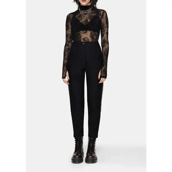 DISTURBIA Nocturne Tapered Trouser With Chain Trim