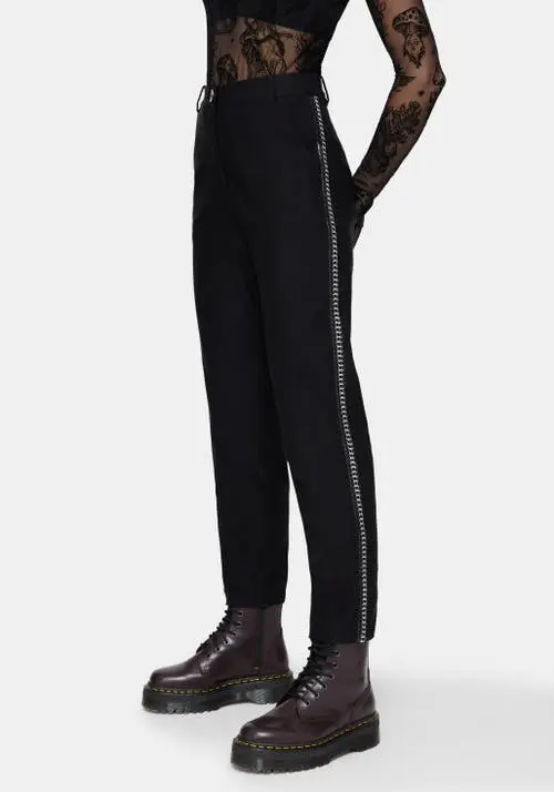DISTURBIA Nocturne Tapered Trouser With Chain Trim