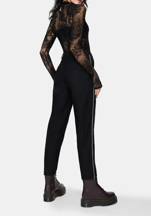 DISTURBIA Nocturne Tapered Trouser With Chain Trim