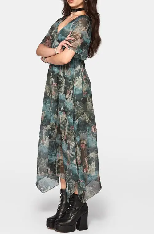 DISTURBIA Thalassa Lace-up Midaxi Dress