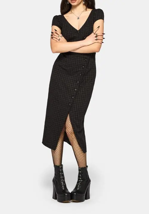 DISTURBIA Ziggy Check Cut Out Midaxi Dress