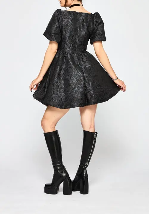 DISTURBIA Nocturna Jacquard Scoop Neck Mini Dress