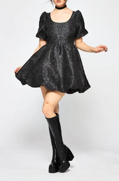 DISTURBIA Nocturna Jacquard Mini Dress - Grey